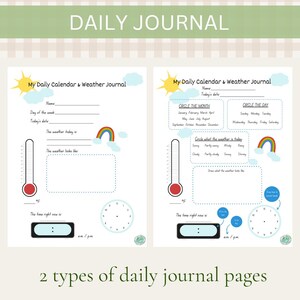 Kids Daily Calendar & Weather Journal Printable Prek to 3rd Grade ...