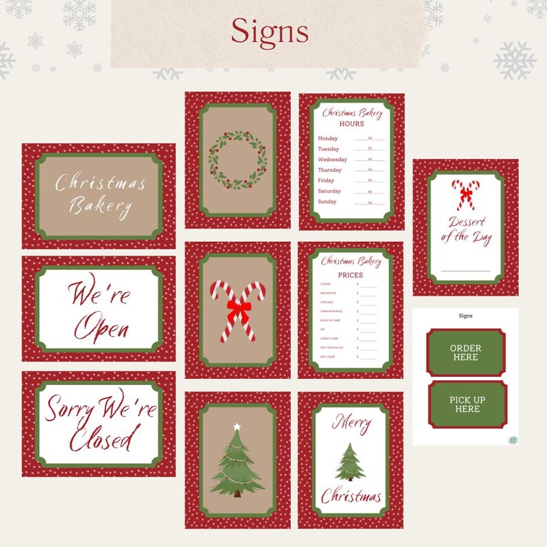 Christmas Bakery Dramatic Play Printable-christmas Shop Pretend Play ...