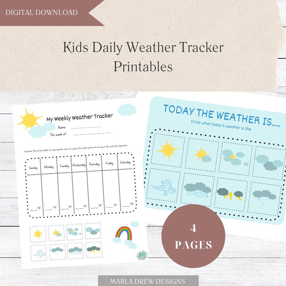 Kid Daily Weather Tracker Printable Learning Weather Digital Download ...