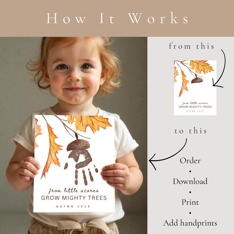 Acorn Handprint Craft Printable-autumn Tree Hand Print Kid Activity ...