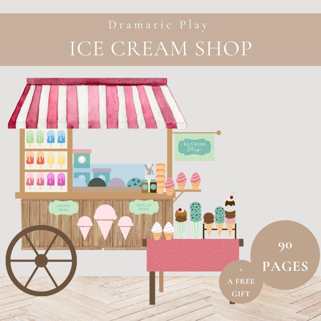 Ice Cream Shop Dramatic Play Pink & Mint Green Pdf-frozen Sweet Treats ...
