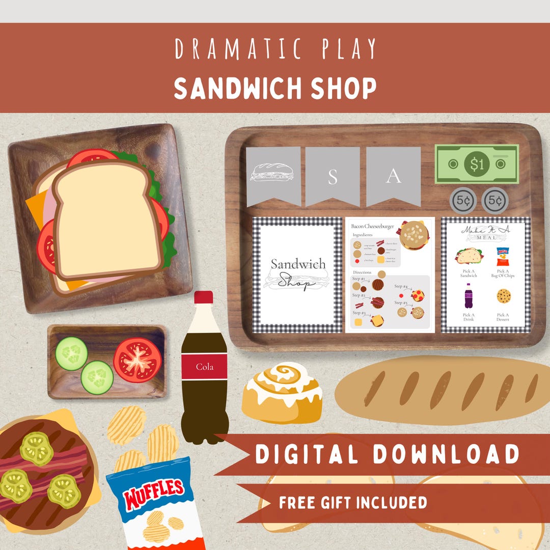 Sandwich Shop Dramatic Play Digital Download-cafe Deli Sub Pretend Food ...
