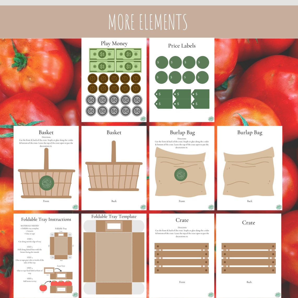 Vegetable Stand Dramatic Play Printable-pretend Play Farmers Market ...