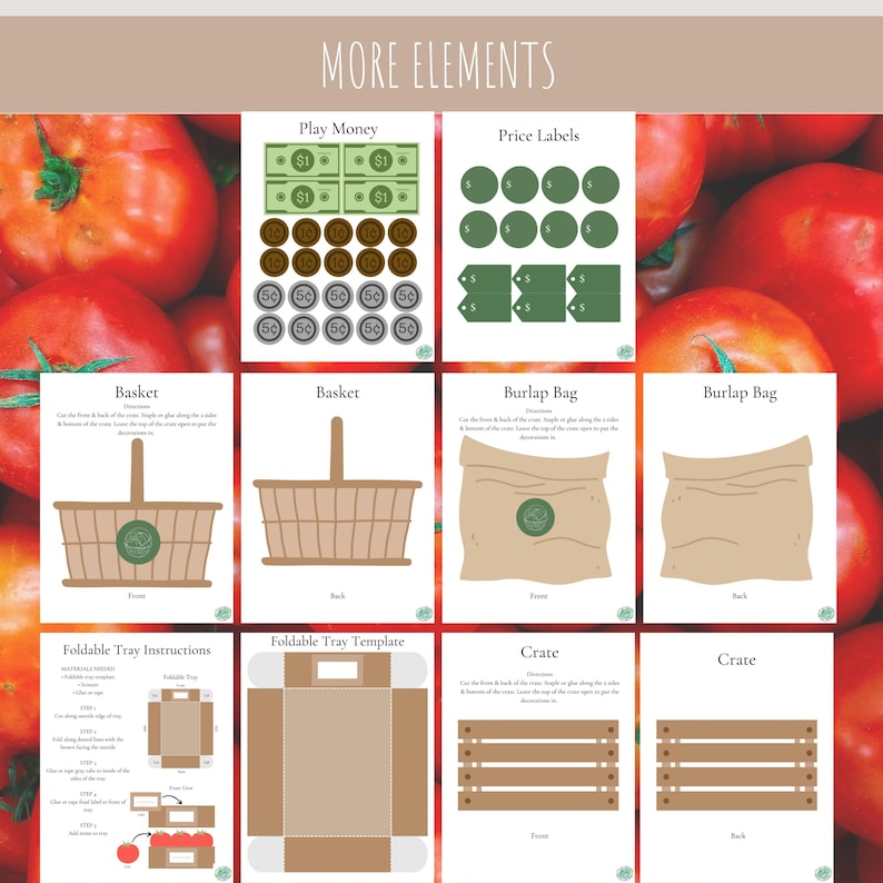 Vegetable Stand Dramatic Play Printable-pretend Play Farmers Market ...