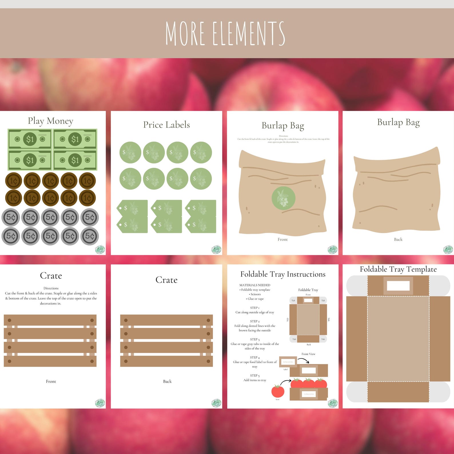 Fruit Stand Dramatic Play Printable-pretend Play Farmers Market-kids ...