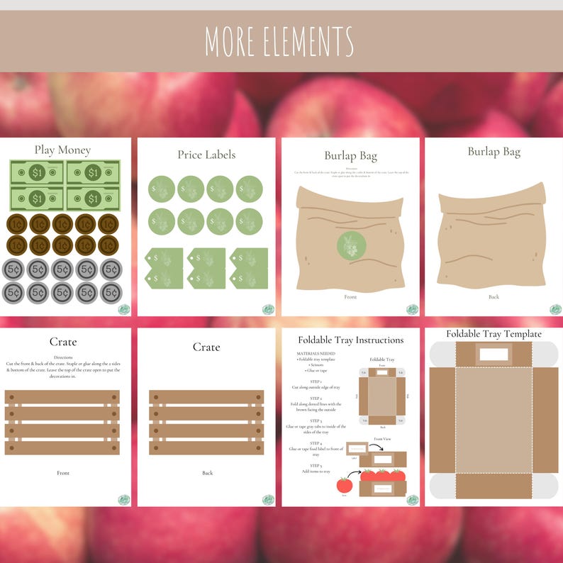 Fruit Stand Dramatic Play Printable-pretend Play Farmers Market-kids ...