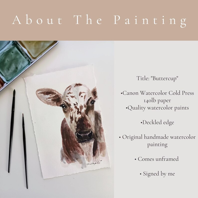 Original Brown & White Calf Watercolor Painting-hand Painted Baby Cow ...