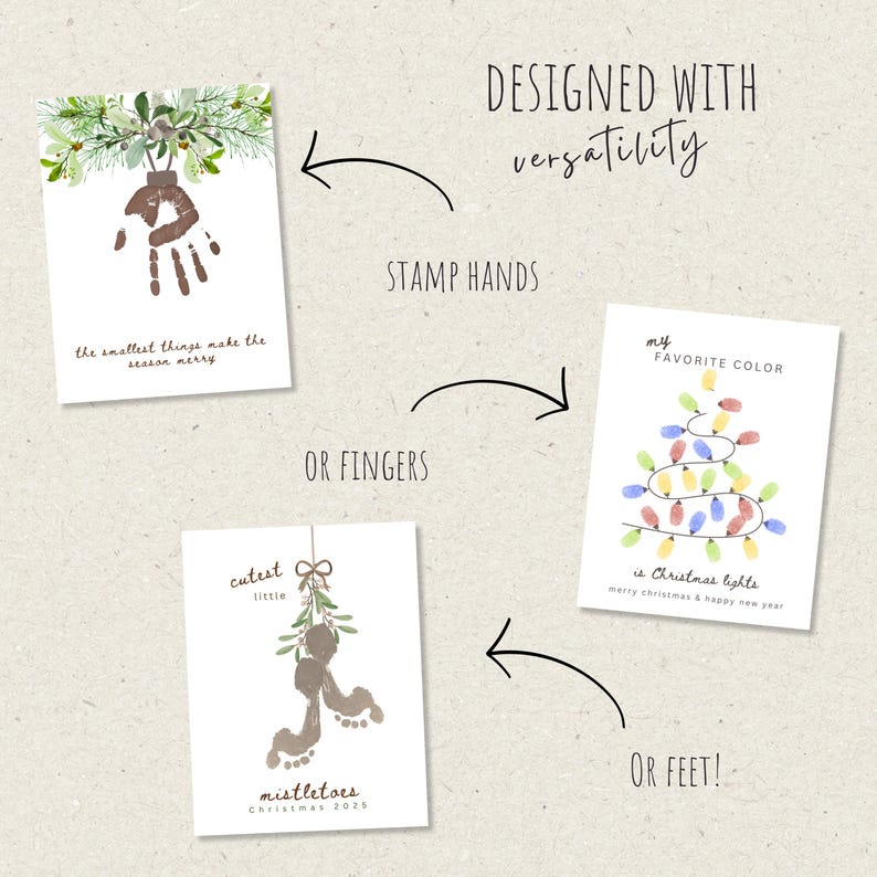 Christmas Handprint Craft Bundle Printables-neutral Color Holiday 2025 ...