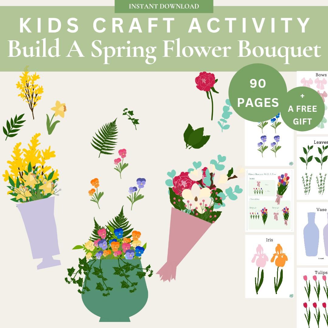 Build A Spring Flower Bouquet Kid Craft Activity Printable PDF Instant ...