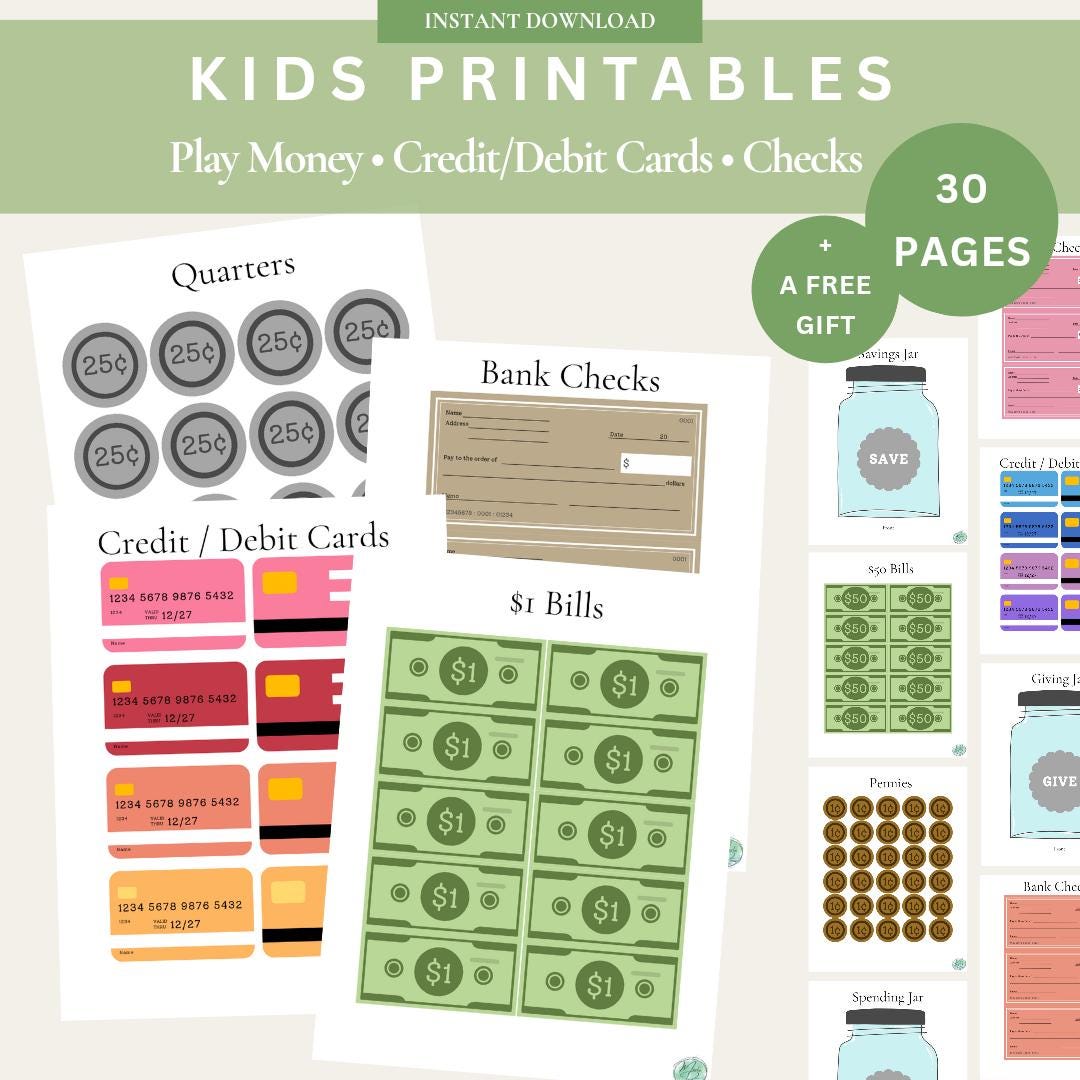 Buy Printable Play Money for Dramatic Play-paper Dollar Bills, Coins ...