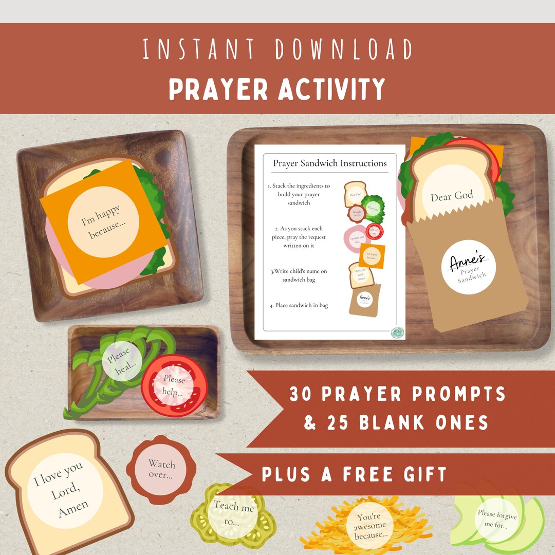 Prayer Sandwich Printable Praying Activity Craft-childrens Bible Study ...