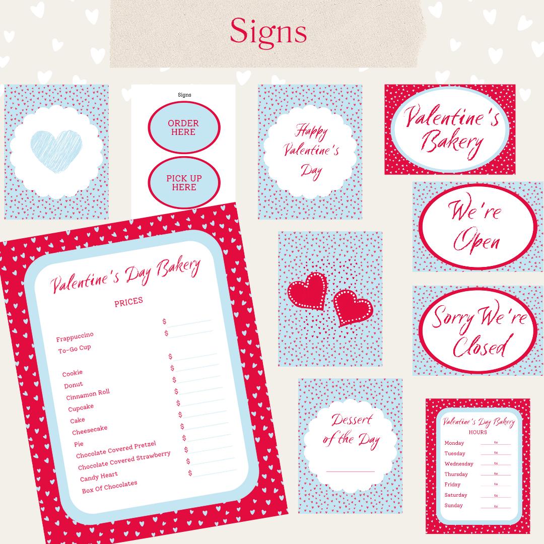 Hot Pink & Blue Valentine's Bakery Dramatic Play Printable-valentines ...