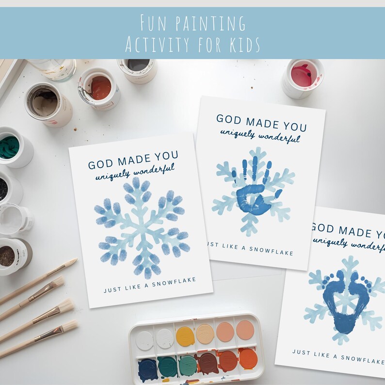 Snowflake Handprint Craft Print-god Made You Uniquely Wonderful ...