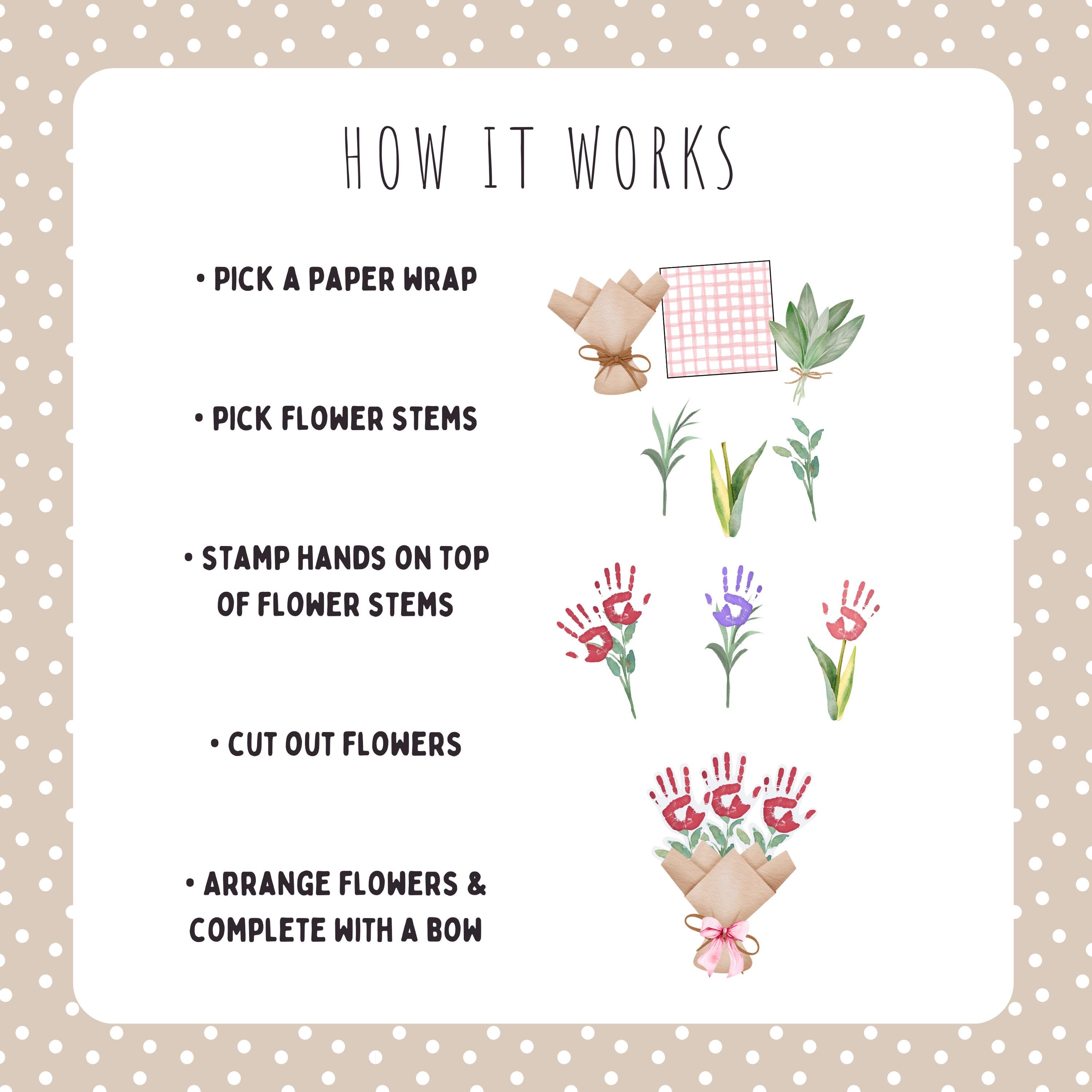 Paper Handprint Flower Bouquet Craft Printable-handmade Floral Keepsake ...