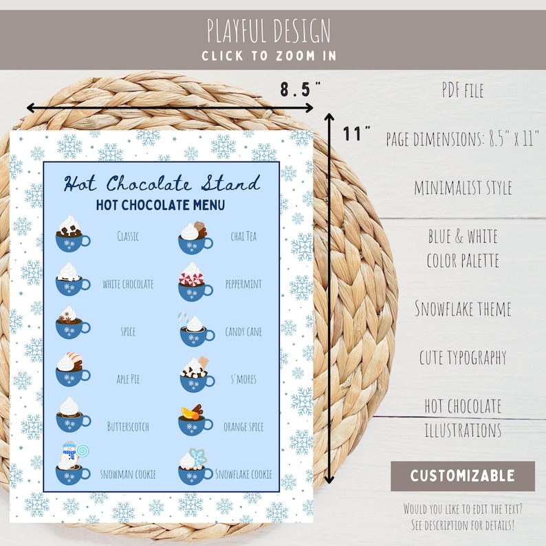 Hot Chocolate Stand Pretend Dramatic Play Printable-hot Cocoa ...