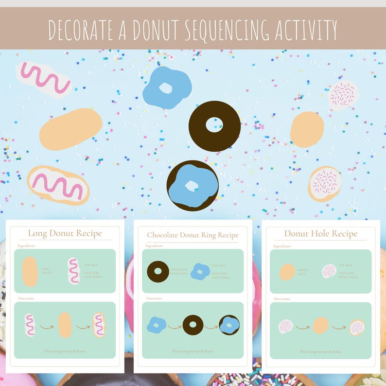 Donut Bakery Dramatic Play Set Printables-toddler Pretend Baking Role ...