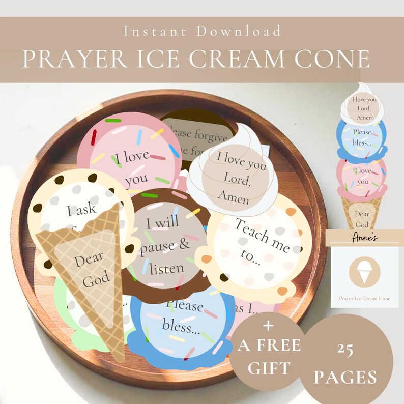 Kids Prayer Ice Cream Cone Printable Craft Activity-christian Sunday ...