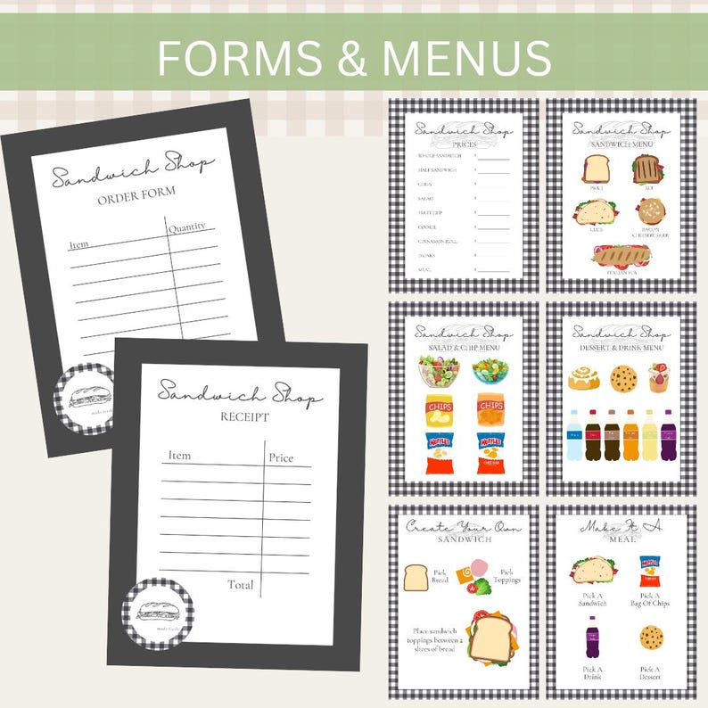 Sandwich Shop Dramatic Play Kit-sub Sandwich Pretend Play-cafe Role ...