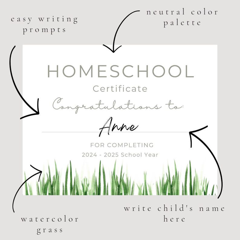 End of School Year Certificate Printable Minimalist Watercolor ...