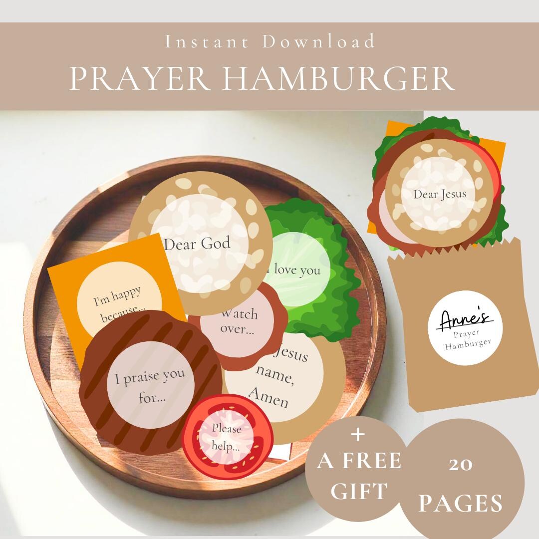 Kids Prayer Hamburger Printable Craft Activity-christian Sunday School ...