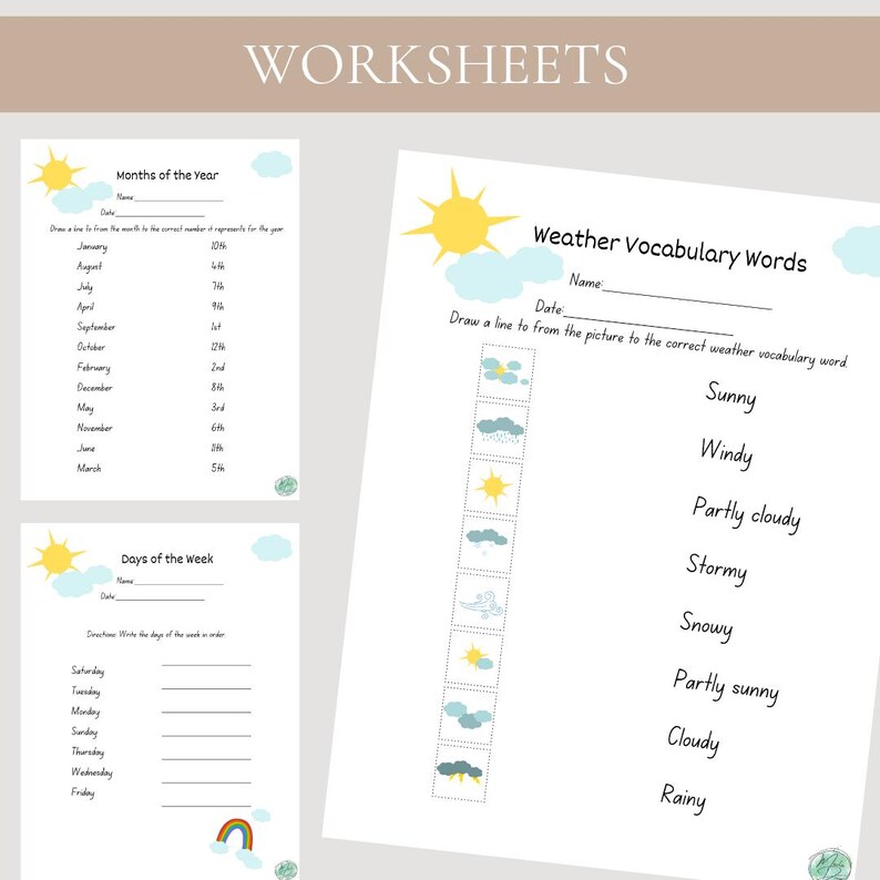 Kids Daily Calendar & Weather Journal Printable Prek to 3rd Grade ...