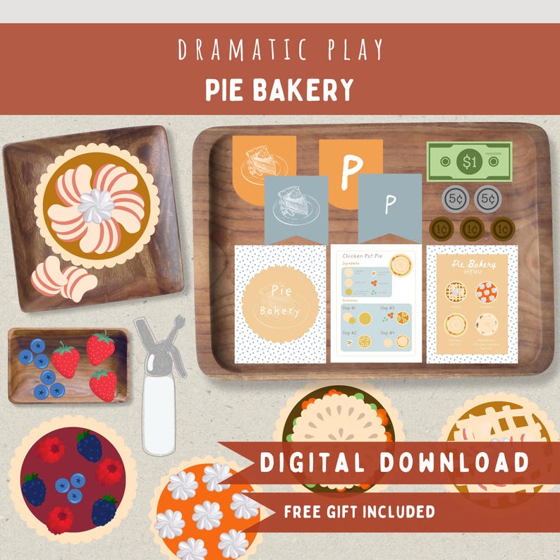 Pie Bakery Dramatic Play Printable-Sequencing Recipe Cards-Fall Baking ...