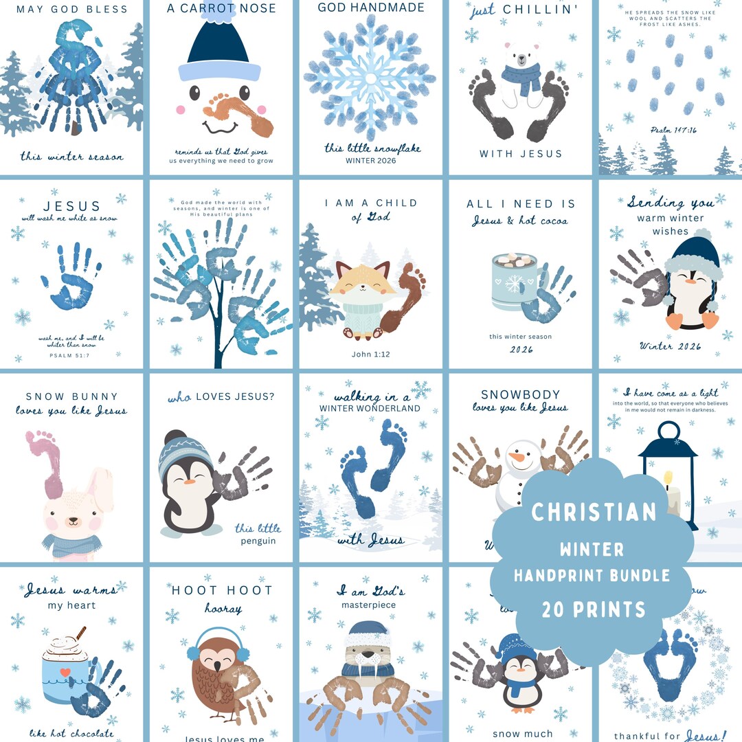 Christian Winter Handprint Craft Bundle Printables-bible Verse Digital ...