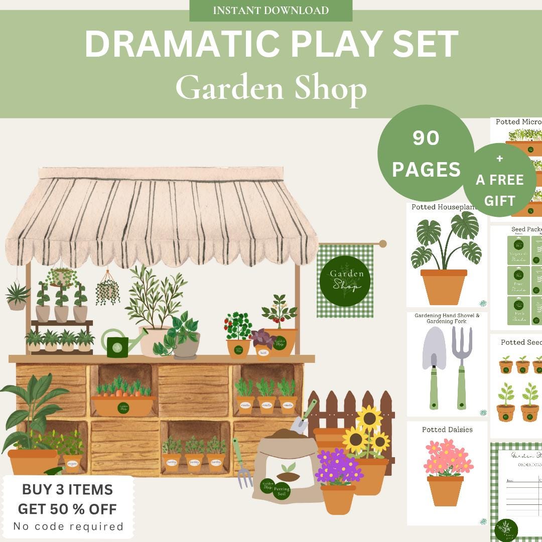 Garden Shop Dramatic Play Printable-kids Spring Gardening Store Pretend ...