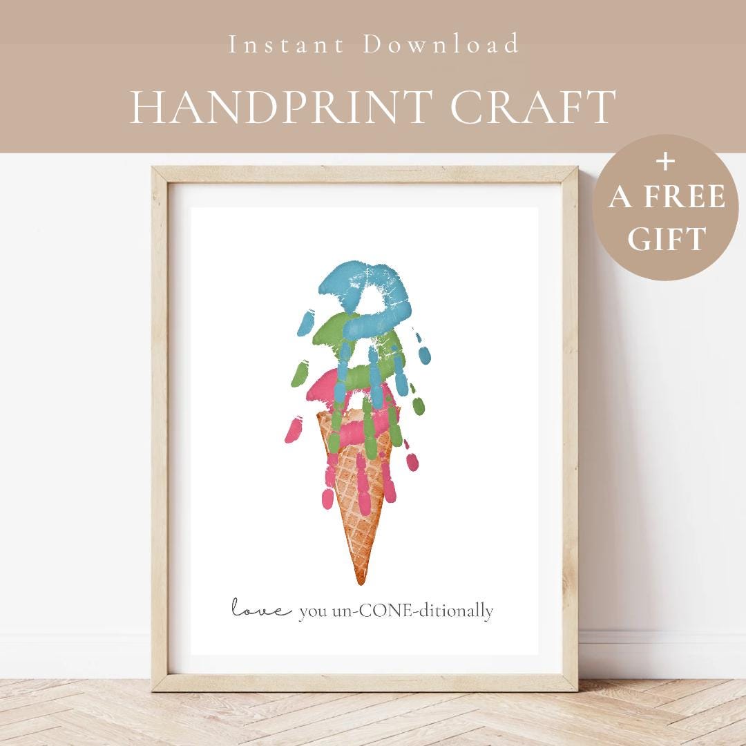 Love You Un-cone-ditionally Ice Cream Cone Handprint Printable-sunmer ...