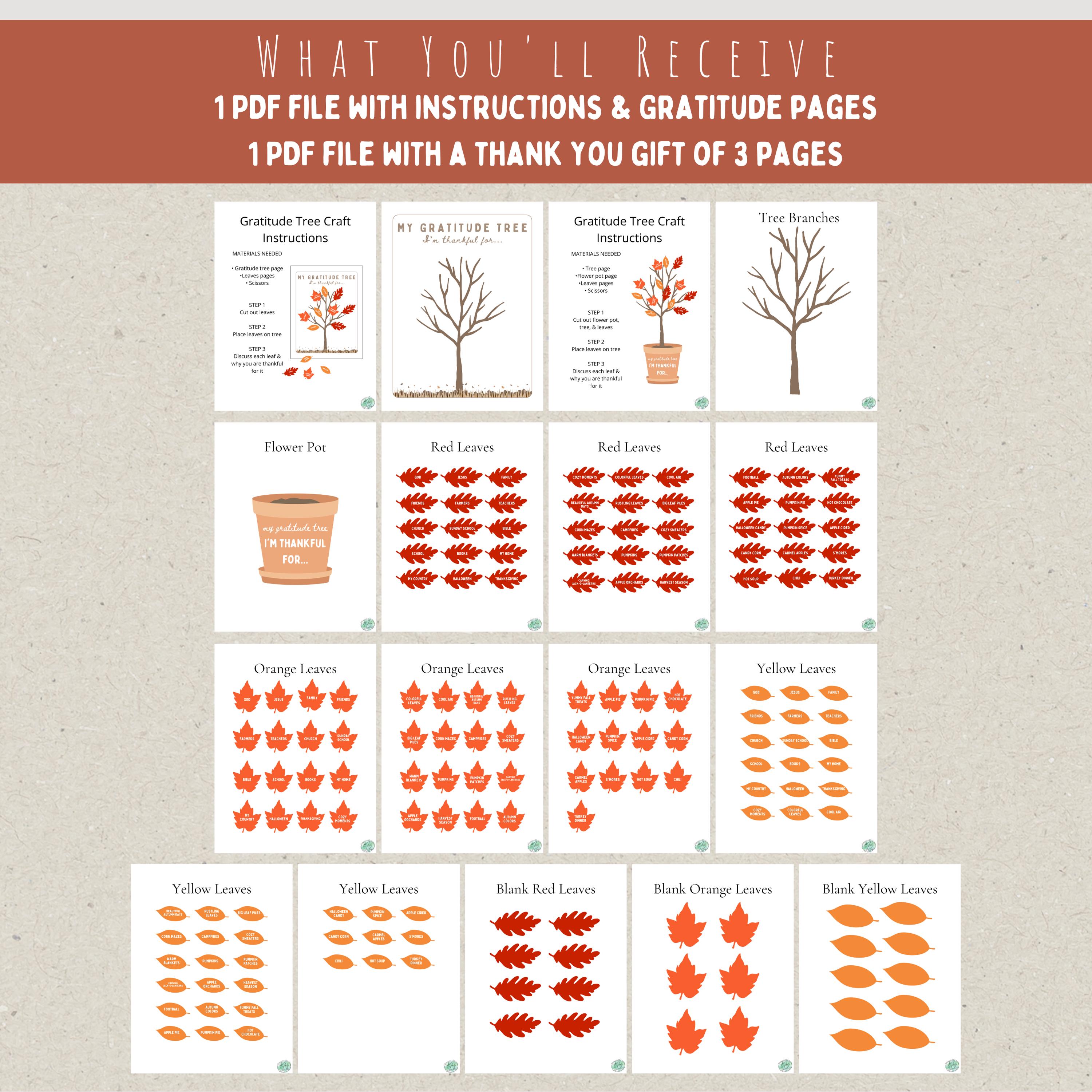 Thanksgiving Fall Gratitude Tree Craft Printable Activity-autumn Sunday ...