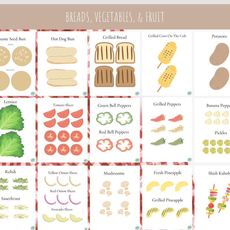 BBQ Grill Dramatic Play Printables-pretend Play Kitchen Grilled Food ...