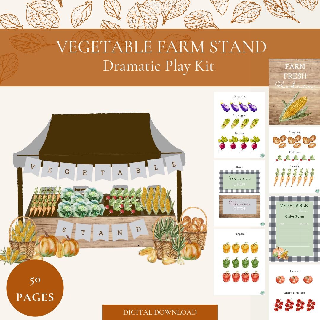 Vegetable Farm Stand Dramatic Play Kit Printable Farmer's Market ...
