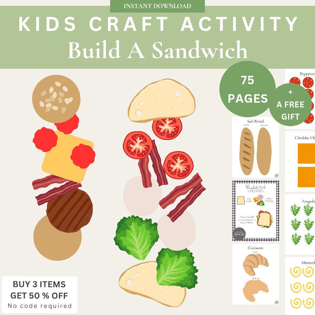 Build A Sandwich Kid Craft Activity Printable PDF Instant Download ...