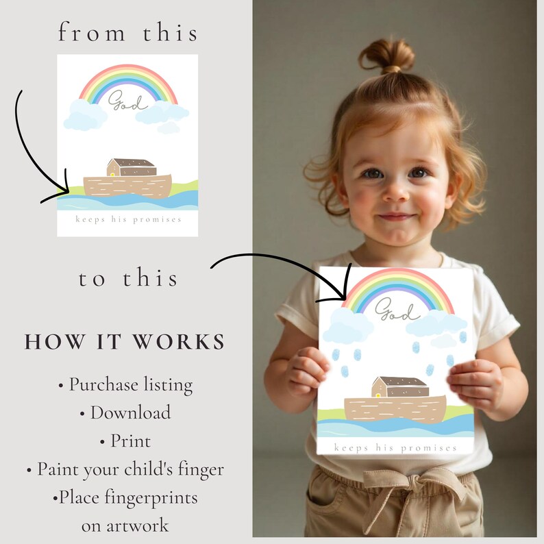 Noah's Ark Fingerprint Craft-the Flood Handprint Craft-god Keeps His ...
