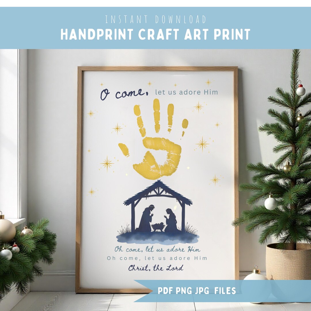 Christian Christmas Nativity Star Handprint Craft Printable-oh Come Let ...