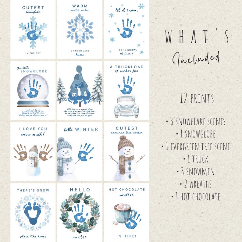 Winter Handprint Craft Bundle Printables-snow Season Kids Digital Art ...