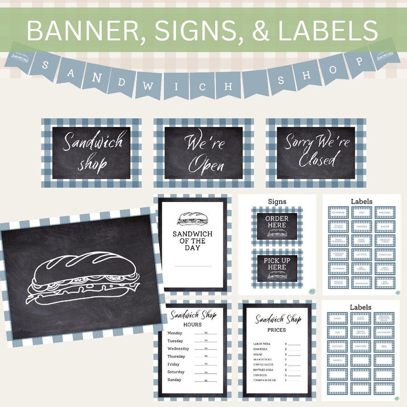 Sandwich Shop Dramatic Play Kit-sub Sandwich Pretend Play-cafe Role ...