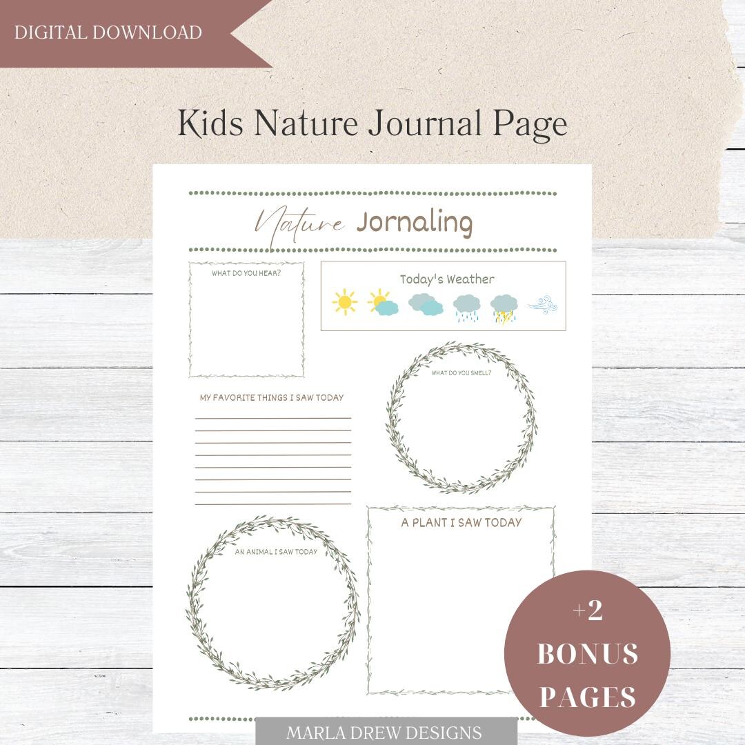 Kids Nature Journal Page Printable Homeschool Nature Study Kid Nature ...