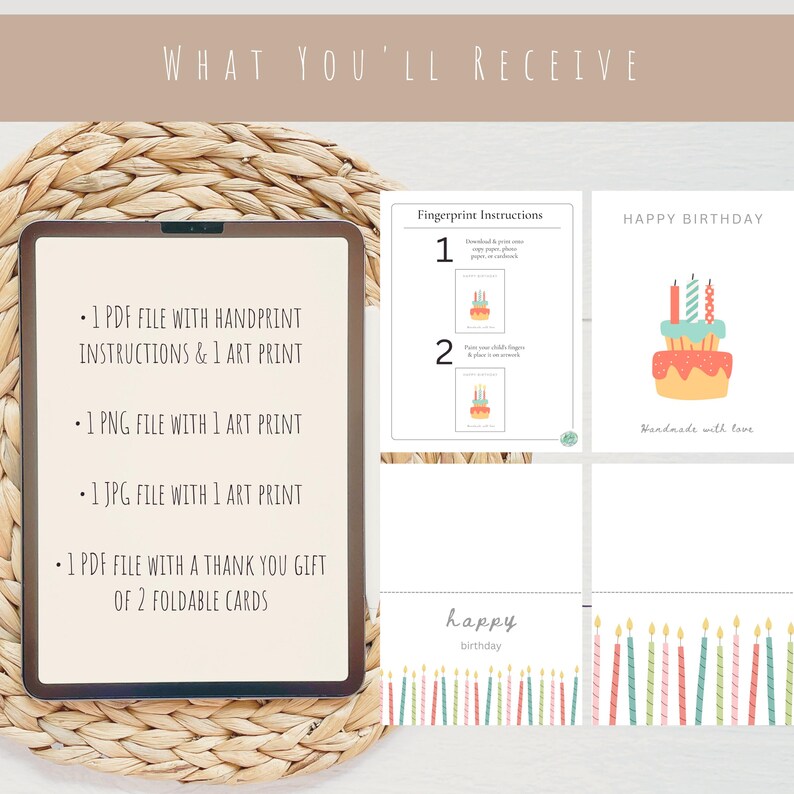 Birthday Handprint Craft Instant Download-happy Birthday Cake ...