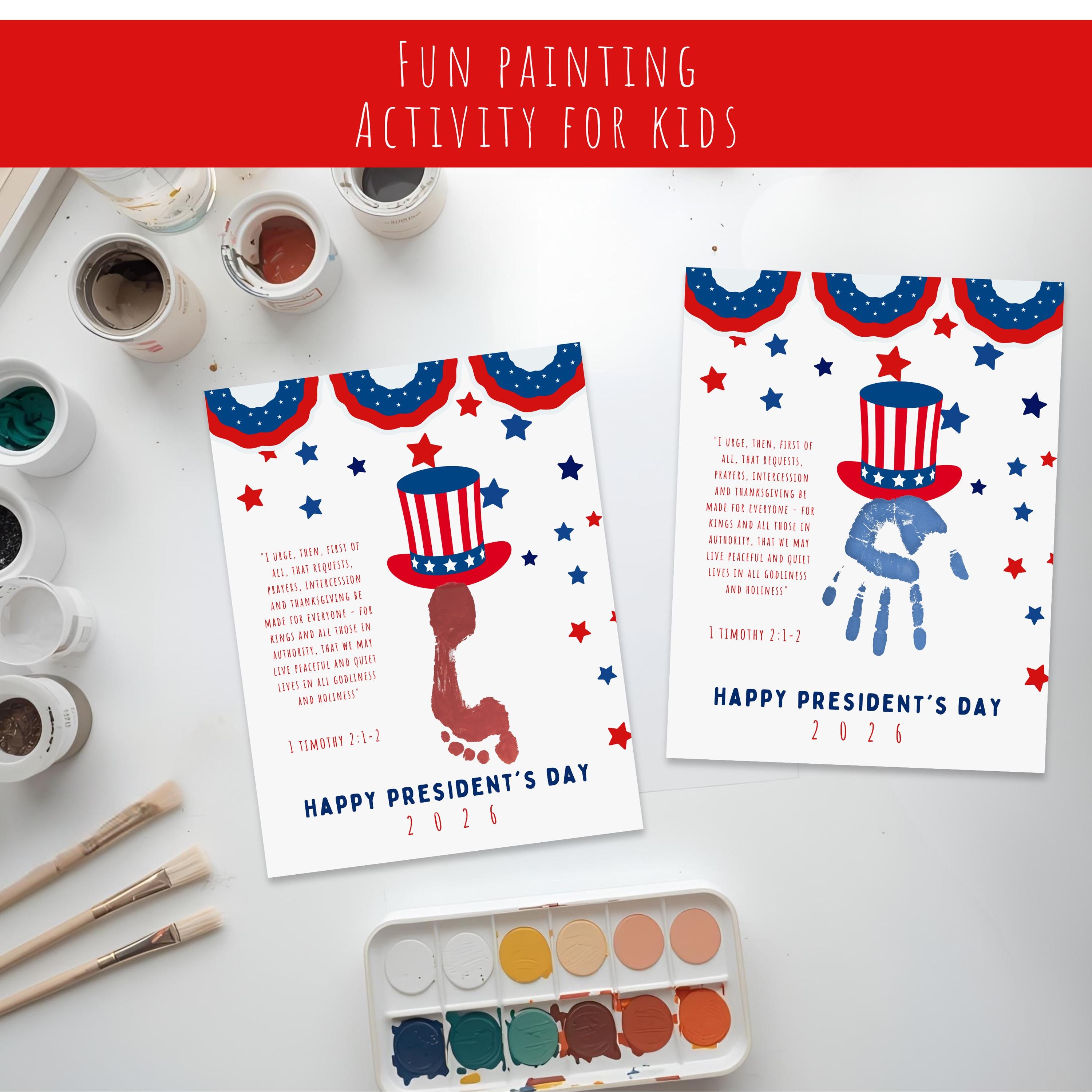 Presidents Day Handprint Craft Printable-1 Timothy Bible Verse-red ...