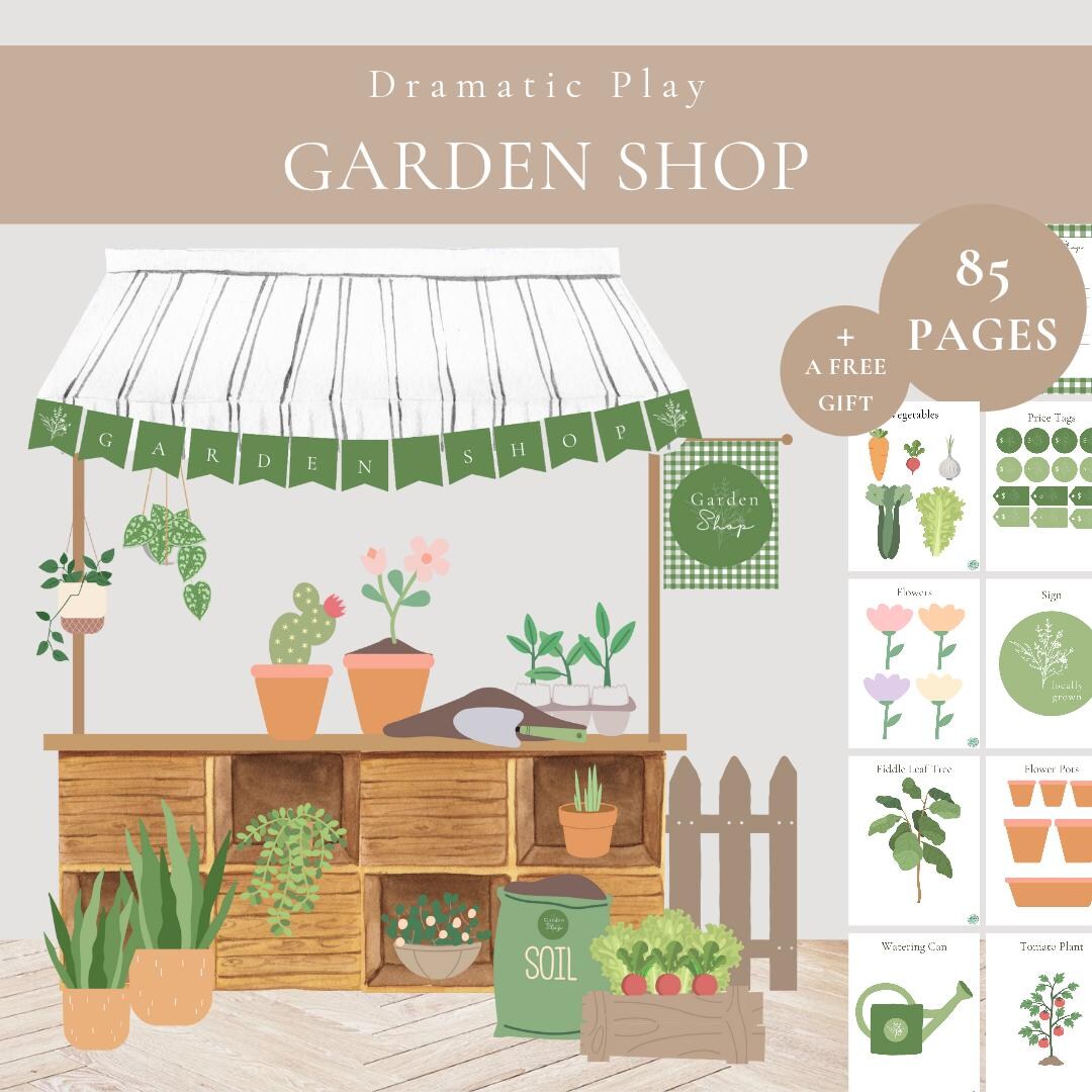 Garden Shop Dramatic Play Printable Pdf-kids Gardening Store Pretend ...