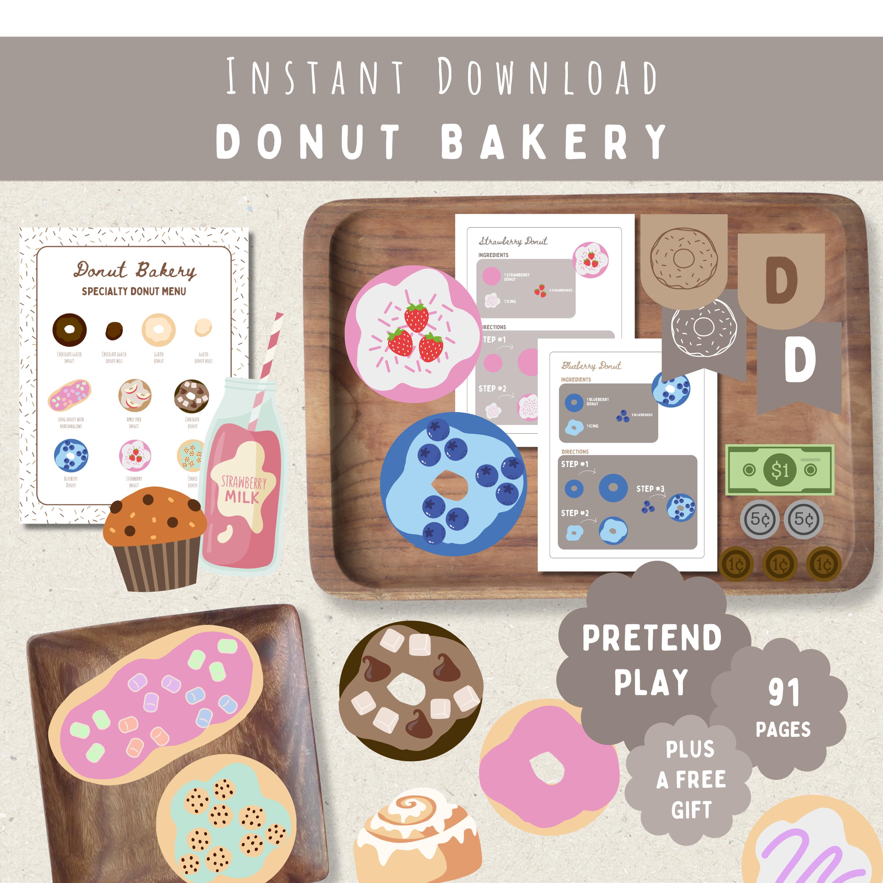 Donut Bakery Pretend Play Printable-doughnut Sequencing Recipe Cards ...