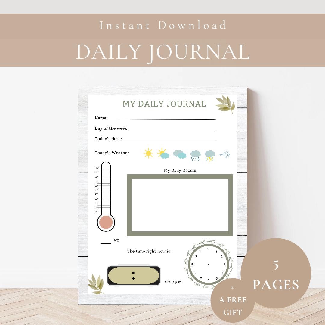 Kids Daily Journal Printable-all About Today Worksheet-daily Calender ...