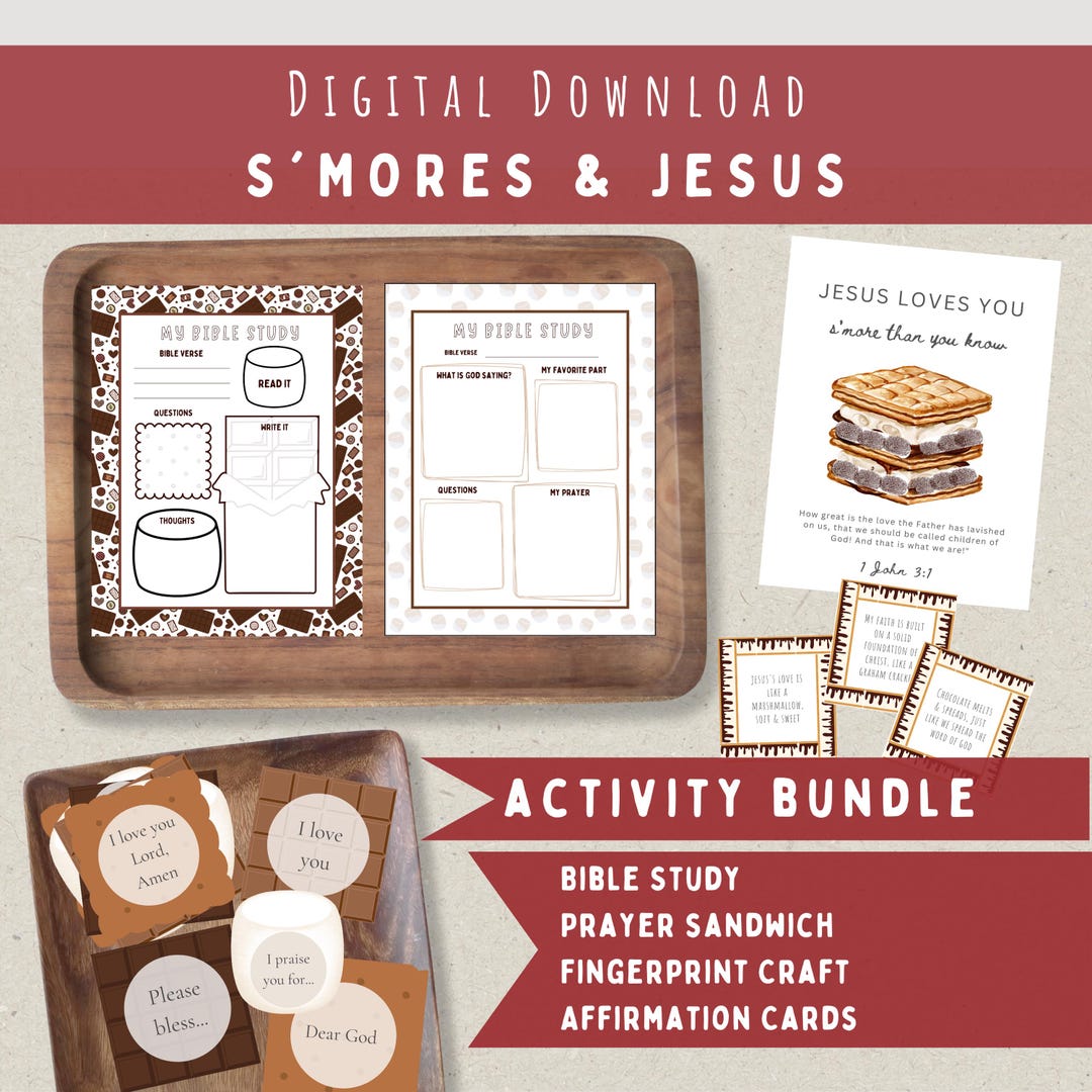 Smores & Jesus Activity Bundle Printable-kids Handprint Craft, Prayer ...