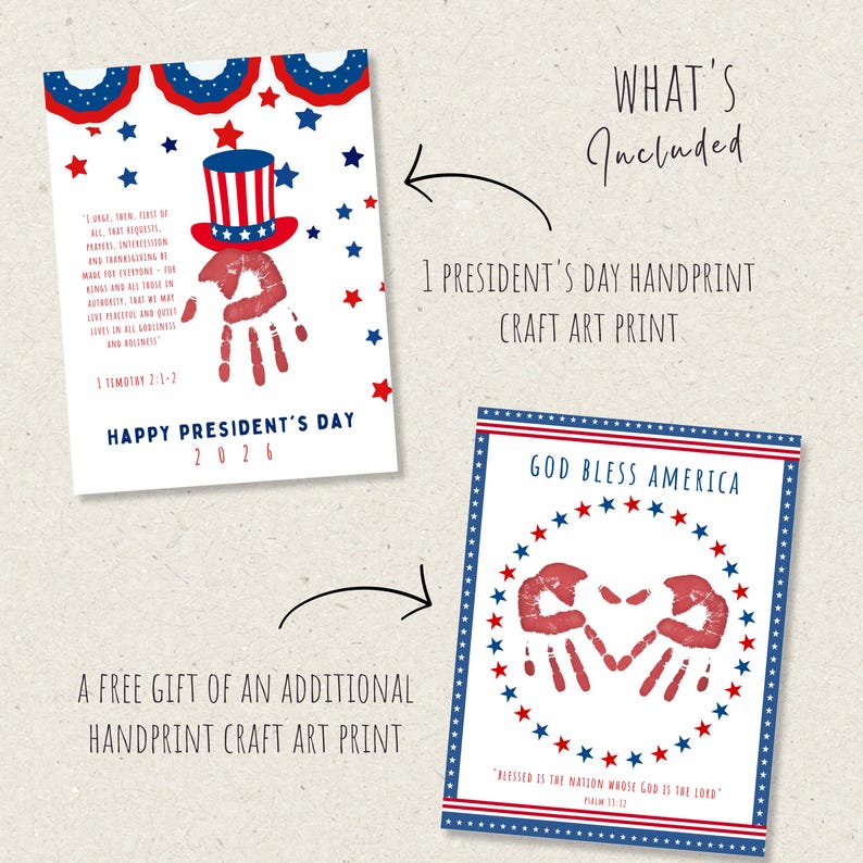 Presidents Day Handprint Craft Printable-1 Timothy Bible Verse-red ...