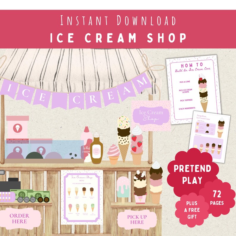 Ice Cream Shop Pretend Play Center Printables-frozen Sweet Treats ...