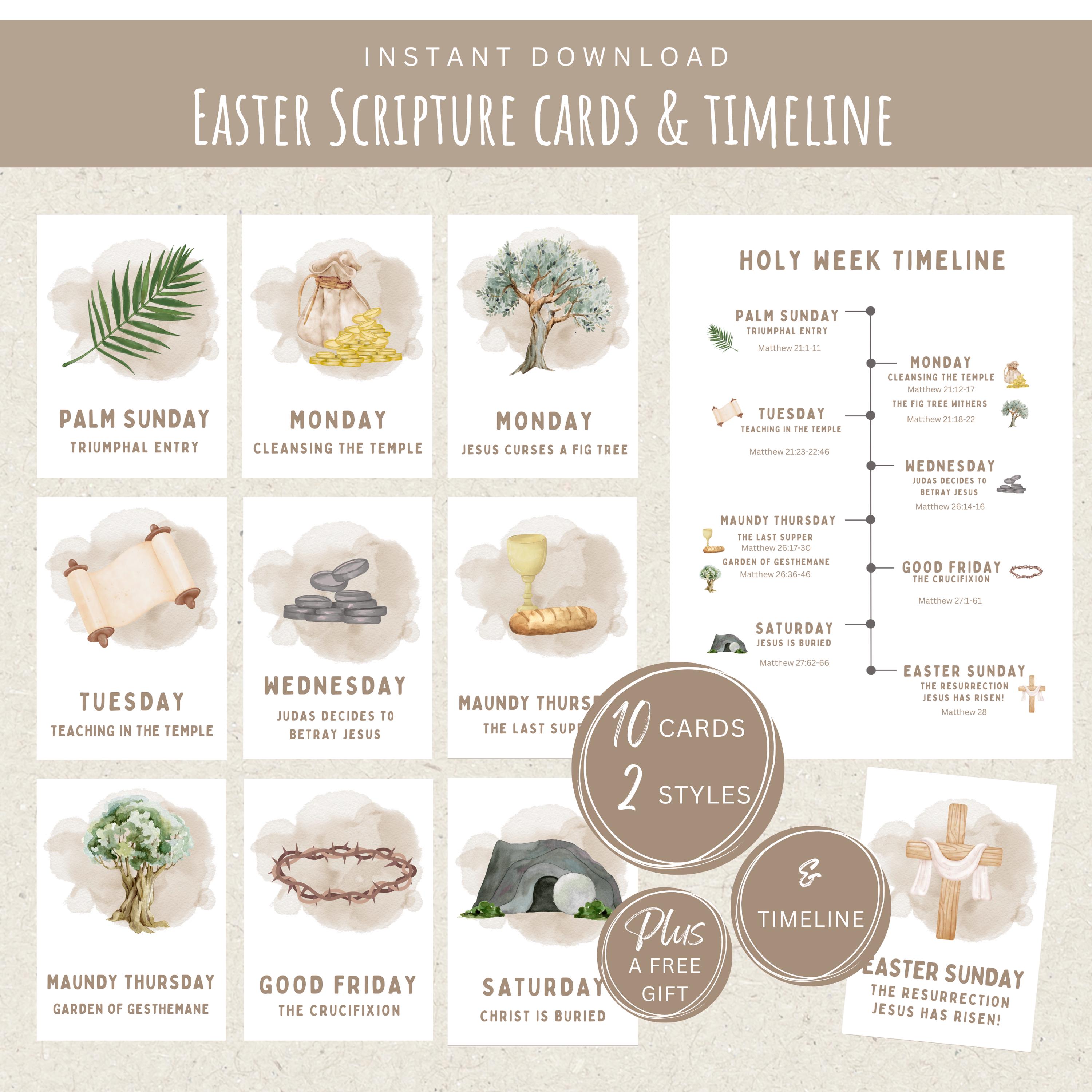 Kids Easter Holy Week Scripture Story Flashcards+timeline Page PDF ...