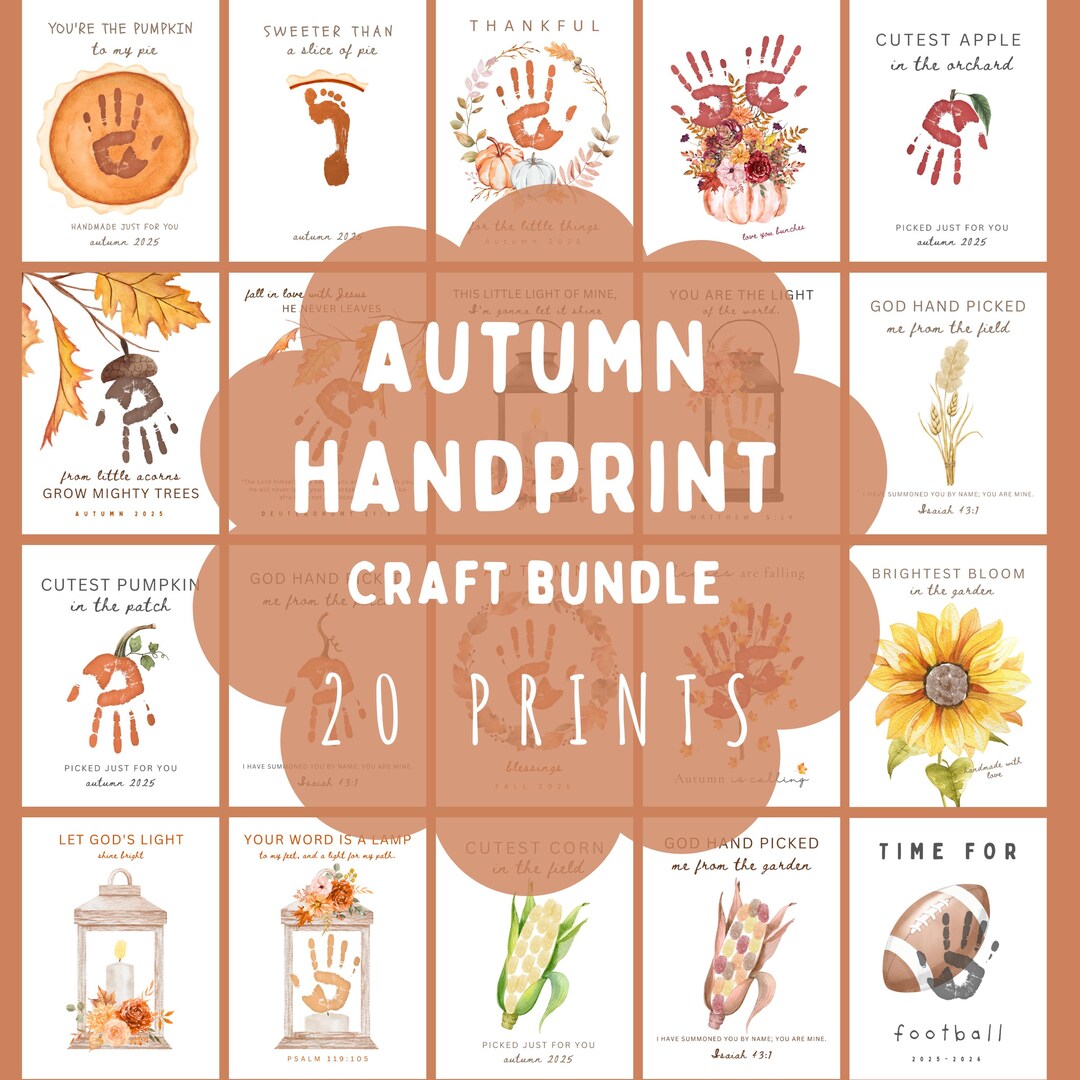Autumn Handprint Craft Bundle Printable Pdf-minimalist Fall 2025 ...