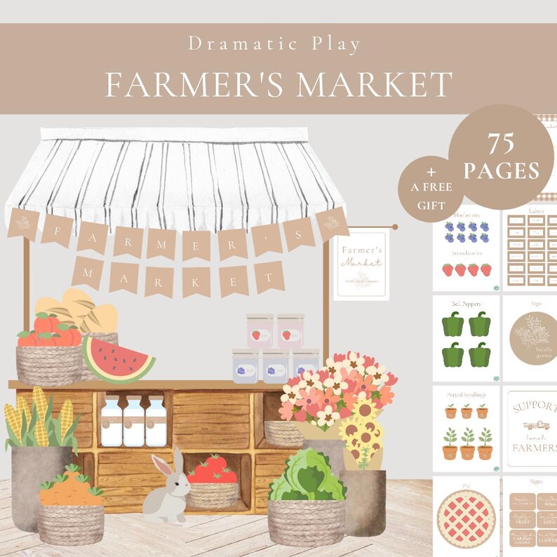 Farmer's Market Dramatic Play Printable-pretend Play Farmers Market ...