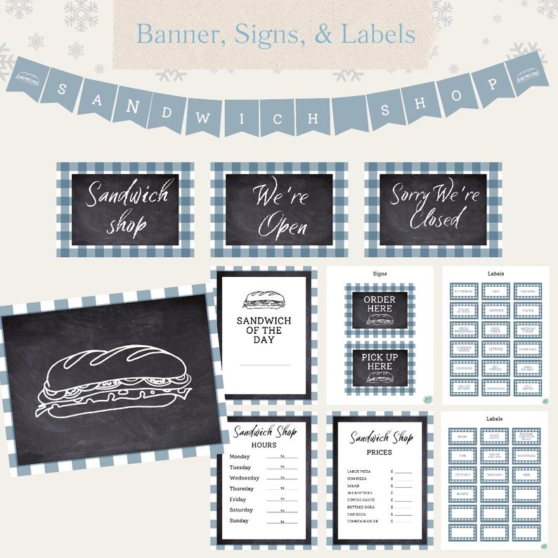 Sandwich Shop Dramatic Play Kit-sub Sandwich Pretend Play-cafe Role ...